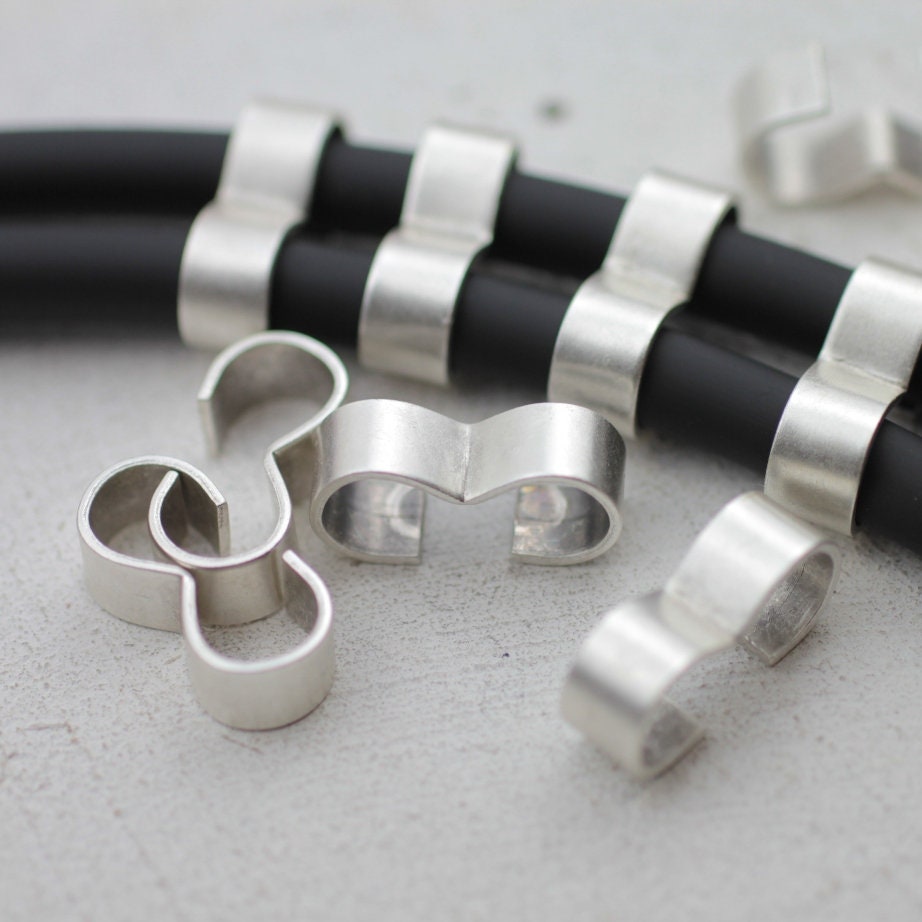 10 Double Barrel Beads, Metal Crimp, Fold Over Crimp, Cord Crimp ...