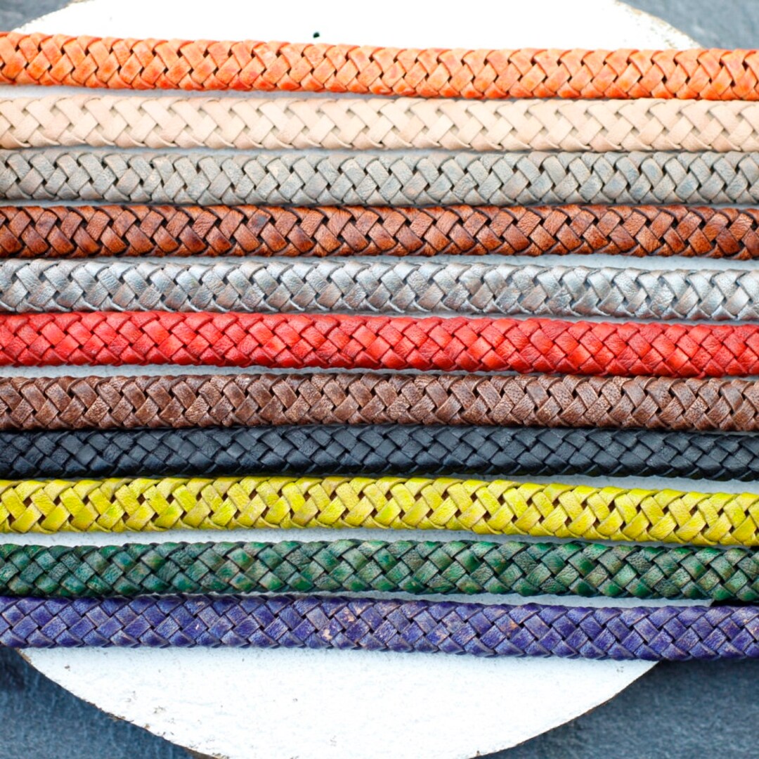 1 M Braided Leather,10x5 Bolo Cord Round Braided Leather, Natural ...