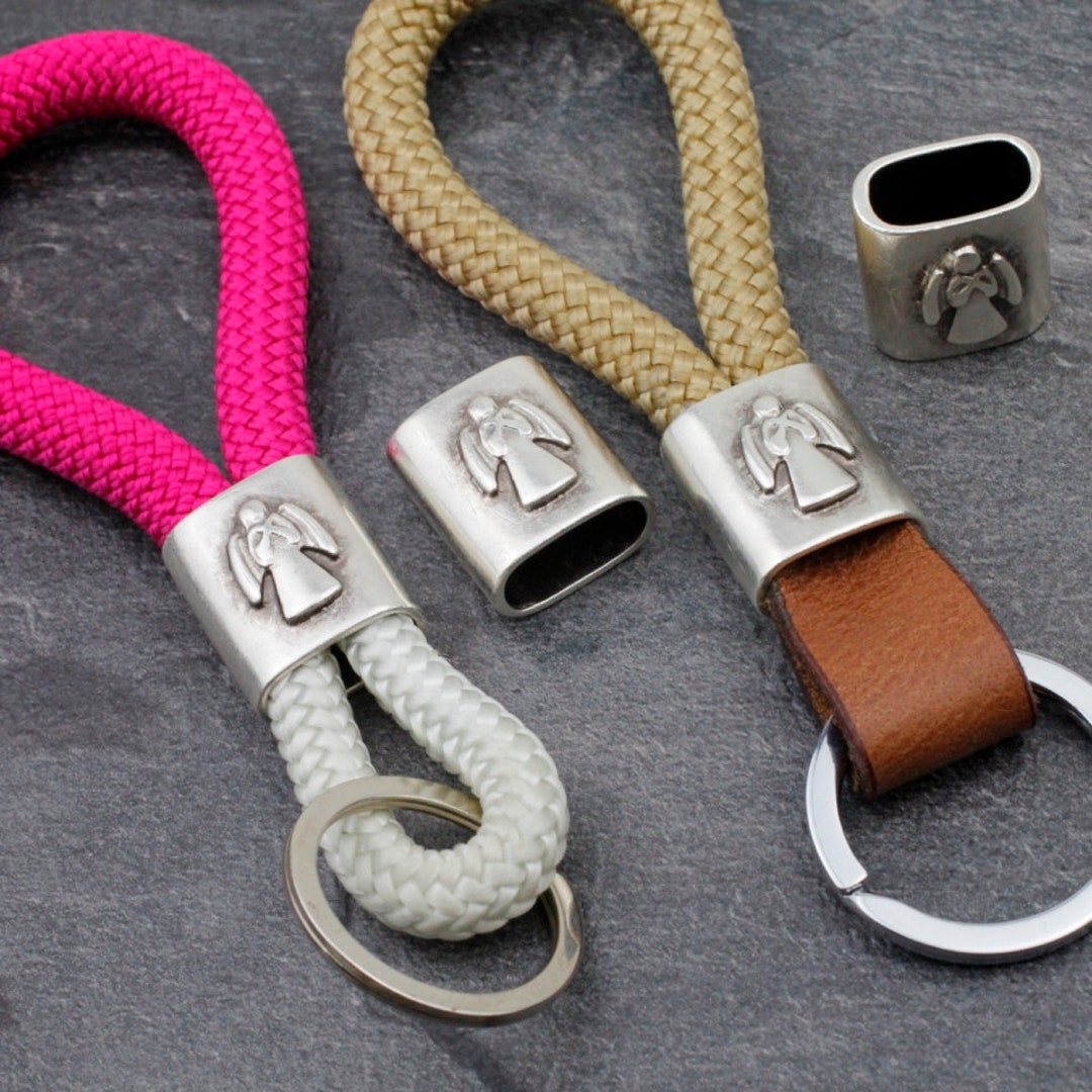 1 Guardian Angel Keychain Findings, Keychain Slider Beads, Silver ...