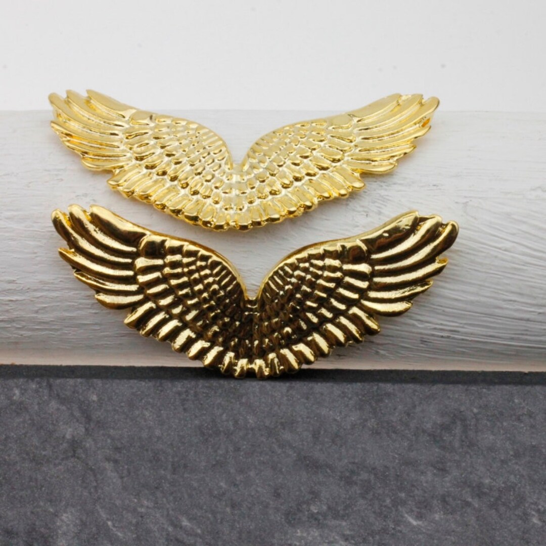 1 Wing Pendant Connector, Angel Wings Charm, 24k Gold Plated Wing ...