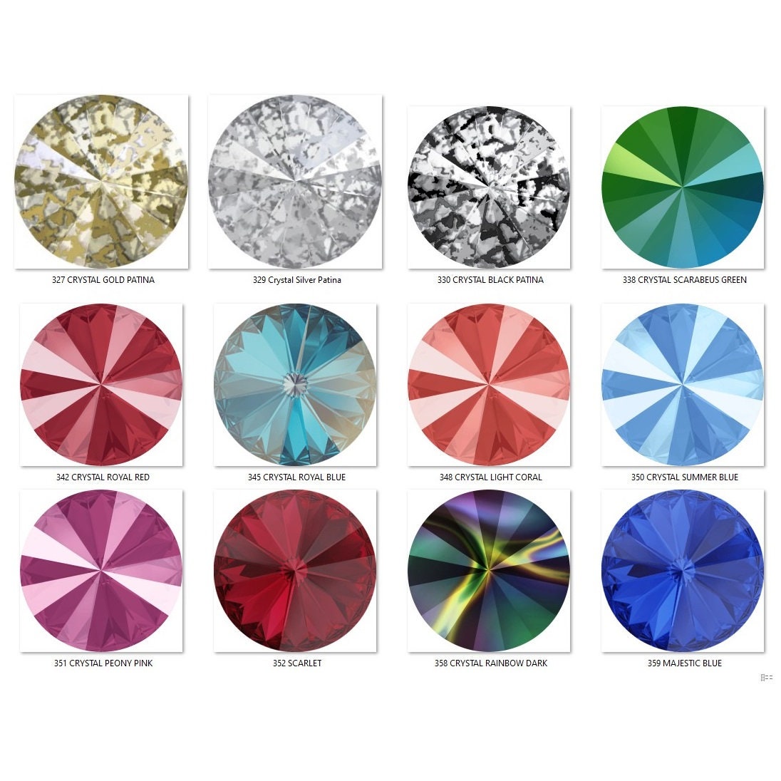 Swarovski Crystal 1122 Rivoli Round Stones Crystals, Various Colors in ...