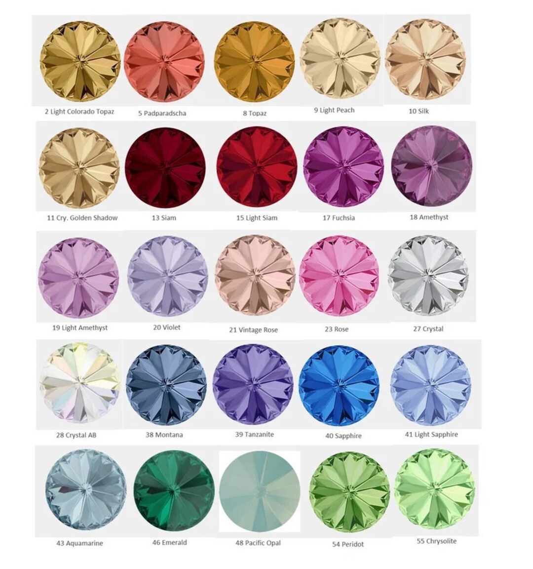 10 Mm Swarovski Crystal 1122 Rivoli Round Stones Crystals Various ...