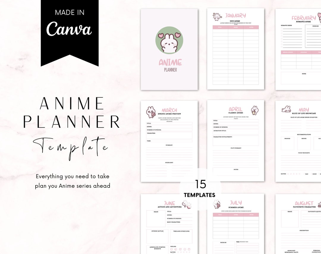 Anime Planner Template Canva Anime Planner Template Etsy