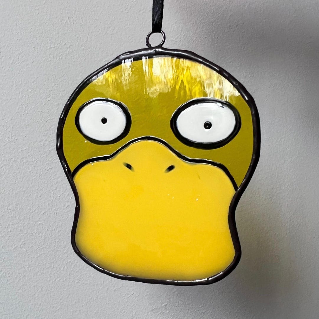 Hand Painted Mini Psyduck Stained Glass Sun Catcher Pokemon Christmas ...