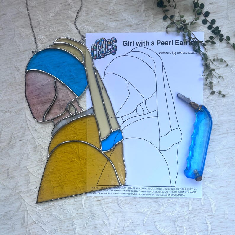Girl With a Pearl Earring Stained Glass Pattern– Digital Download (PDF ...