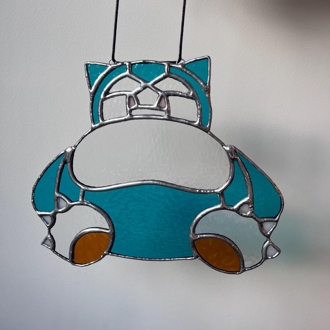 Silver Patina Snorlax Stained Glass Sun Catcher Perfect Window Décor ...