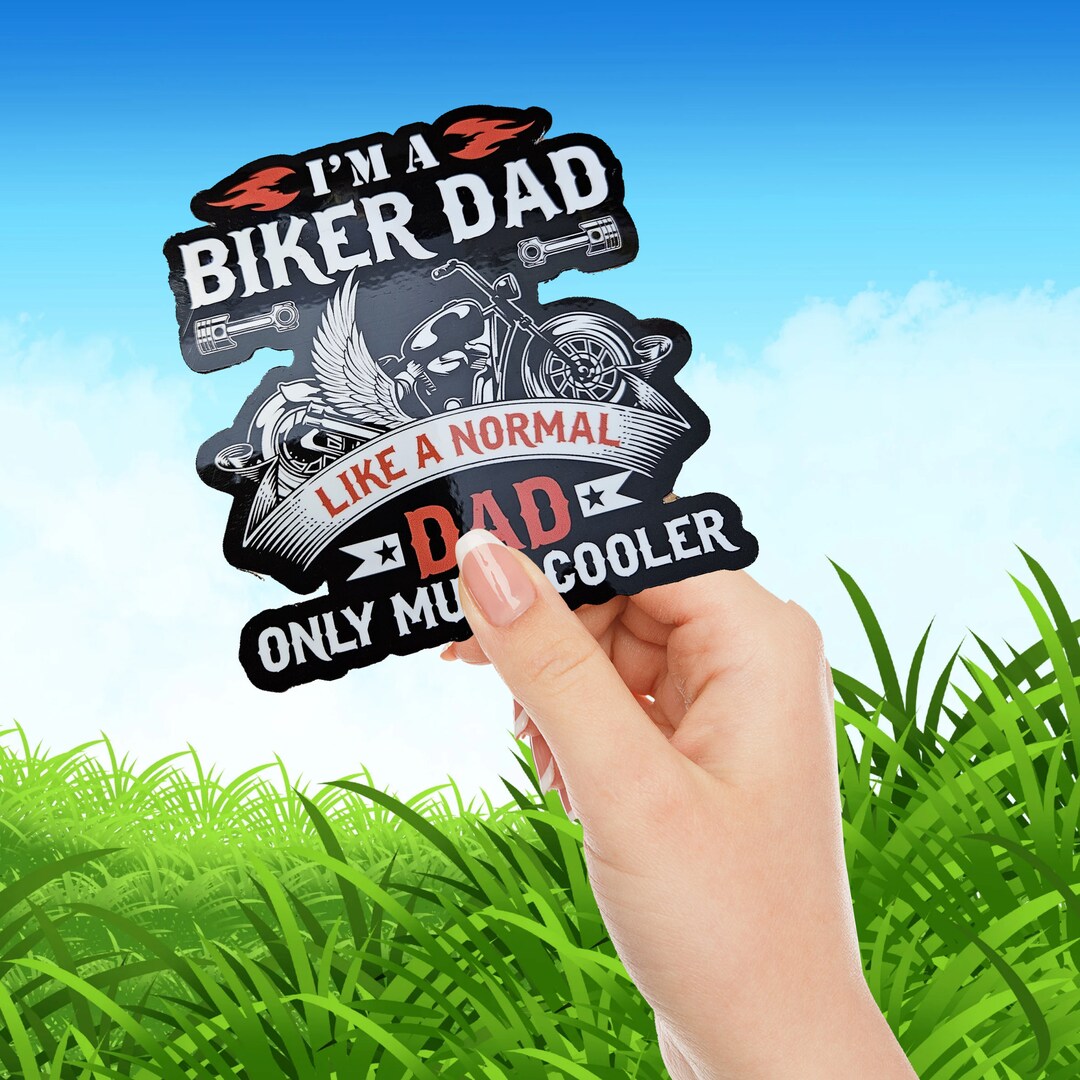 Biker Dad Motorcycle Sticker Decal - Waterproof Laminate Gift - Etsy