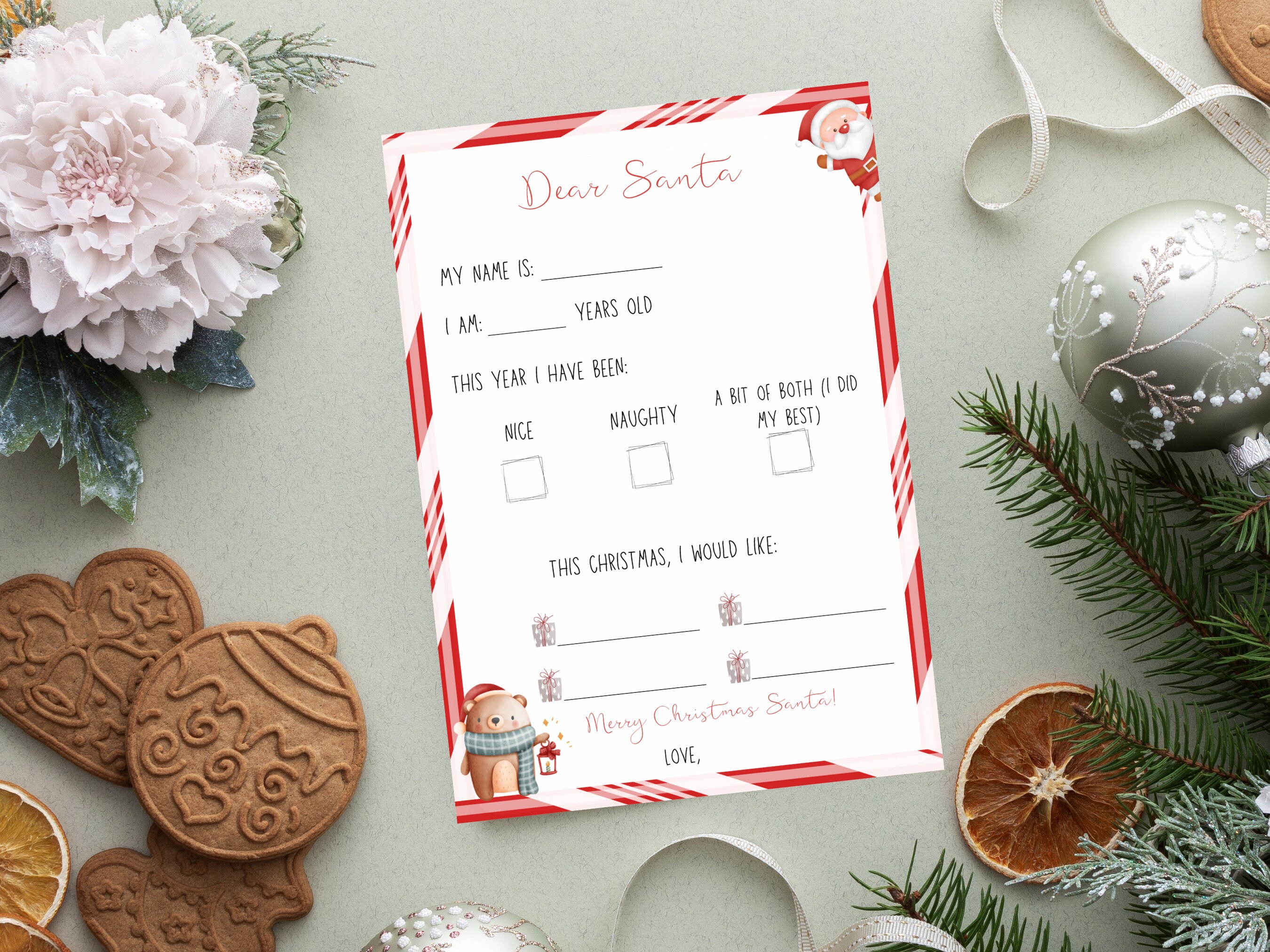 Letter to Santa Printable / Kids Letter to Santa / Santa - Etsy