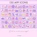 Cute App Icon Pink Purple iPhone IOS 14 , Kawaii Icons iPhone IOS 16 ...