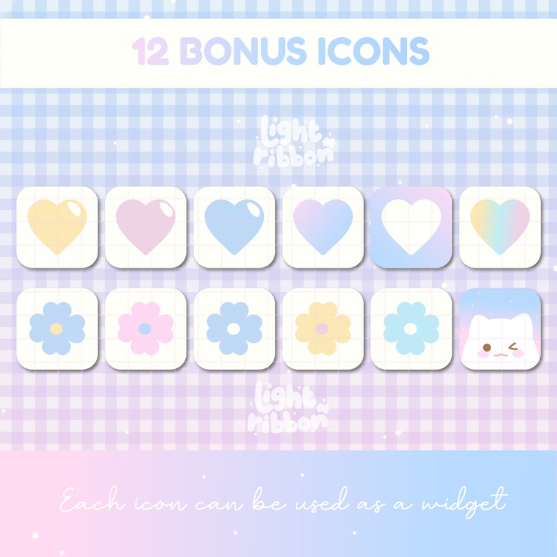 Cute App Icon Pink Blue iPhone IOS 14 Meow Dreamy Kawaii - Etsy
