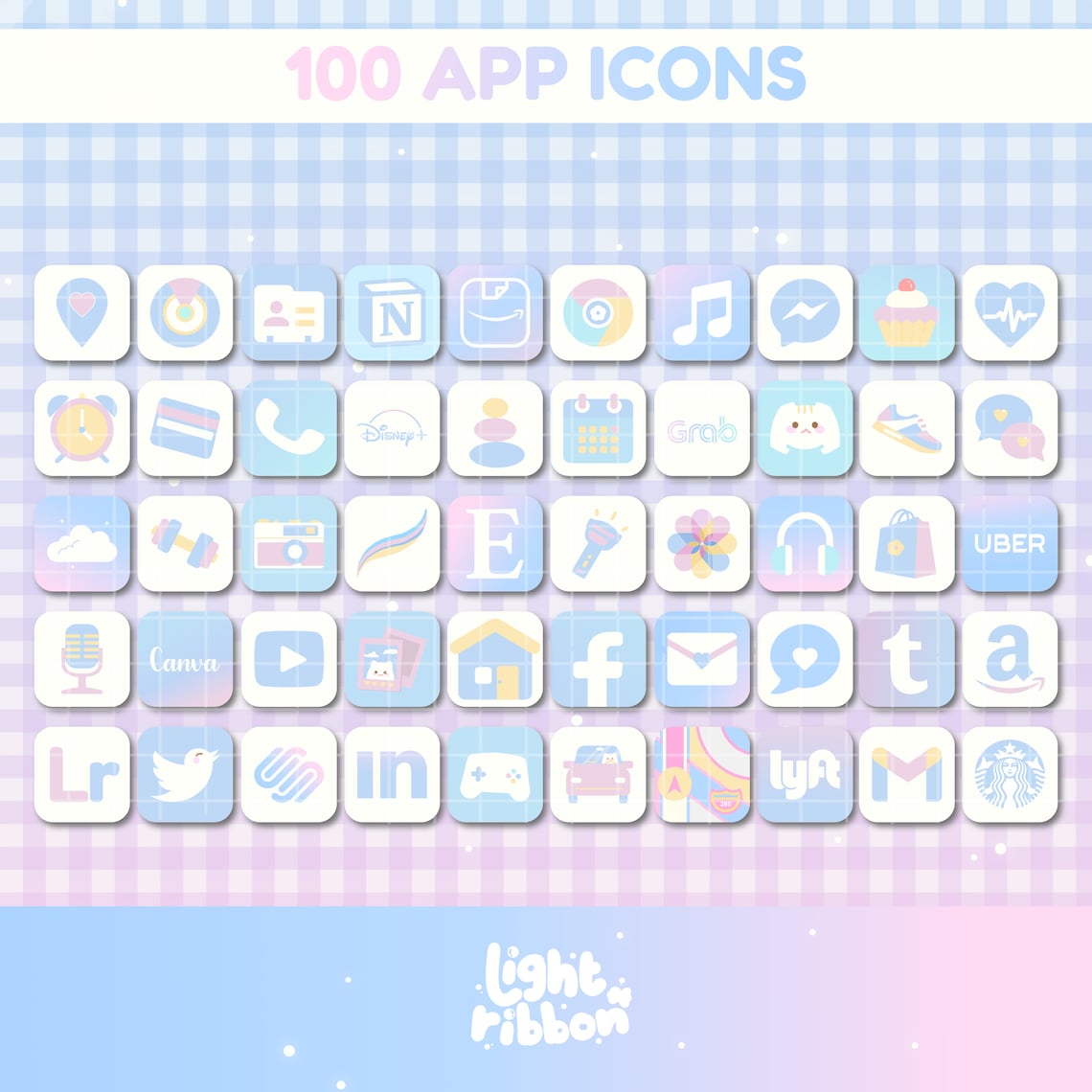 Cute App Icon Pink Blue iPhone IOS 14 Meow Dreamy Kawaii - Etsy