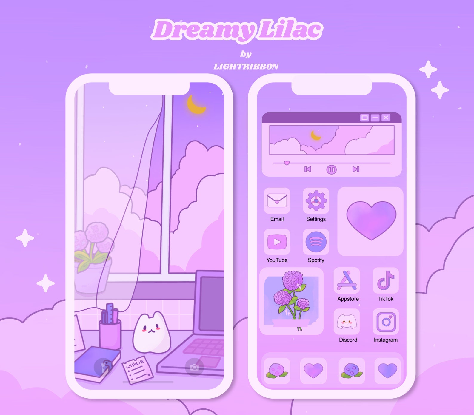 Cute Lilac App Icon Pack: Ios & Android Theme (digital Download) - Etsy