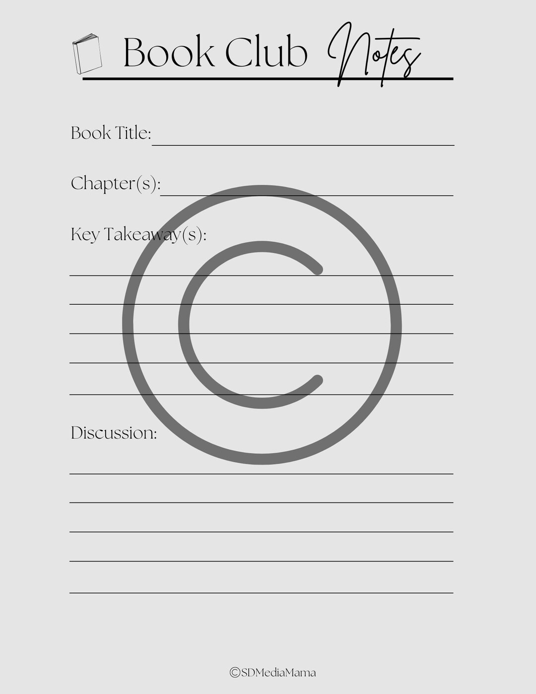 Printable Book Club Notes & Discussion Guide - Etsy