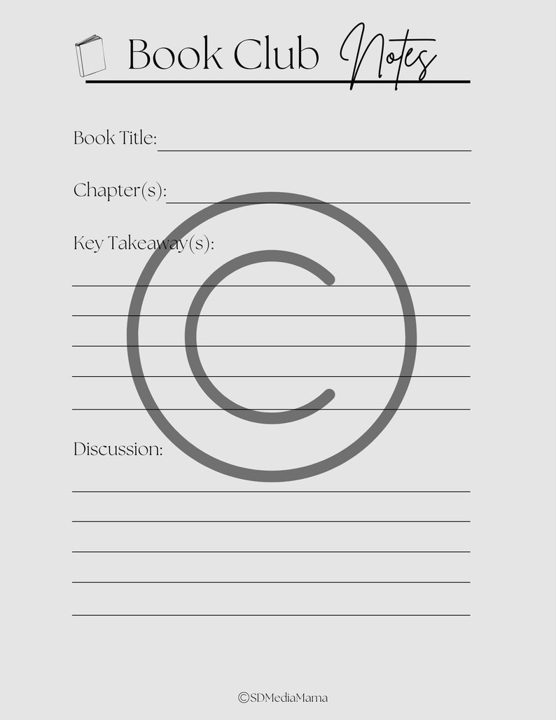 Printable Book Club Notes & Discussion Guide - Etsy
