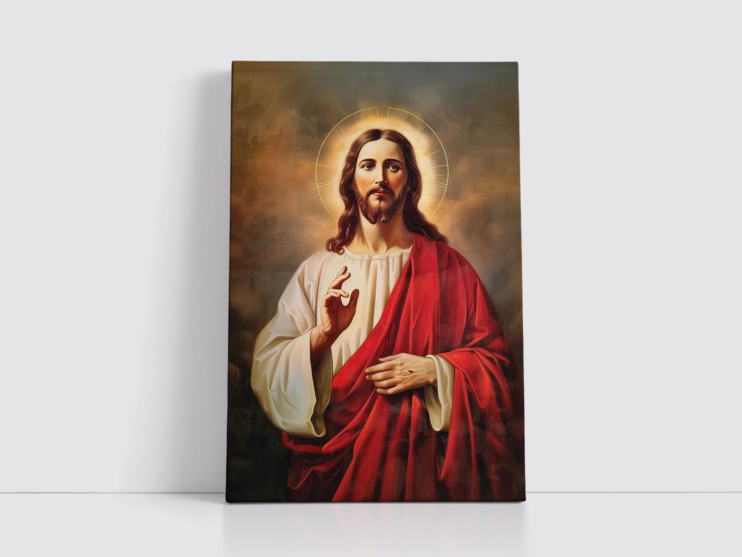 Jesus Portrait Canvas Wall Art Prints, Modern Christian Living Wall Art ...