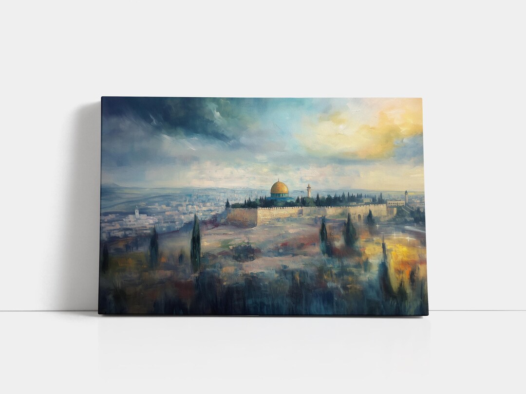 City of Jerusalem Landscape Wall Art Canvas Prints, Christian Wall Art ...