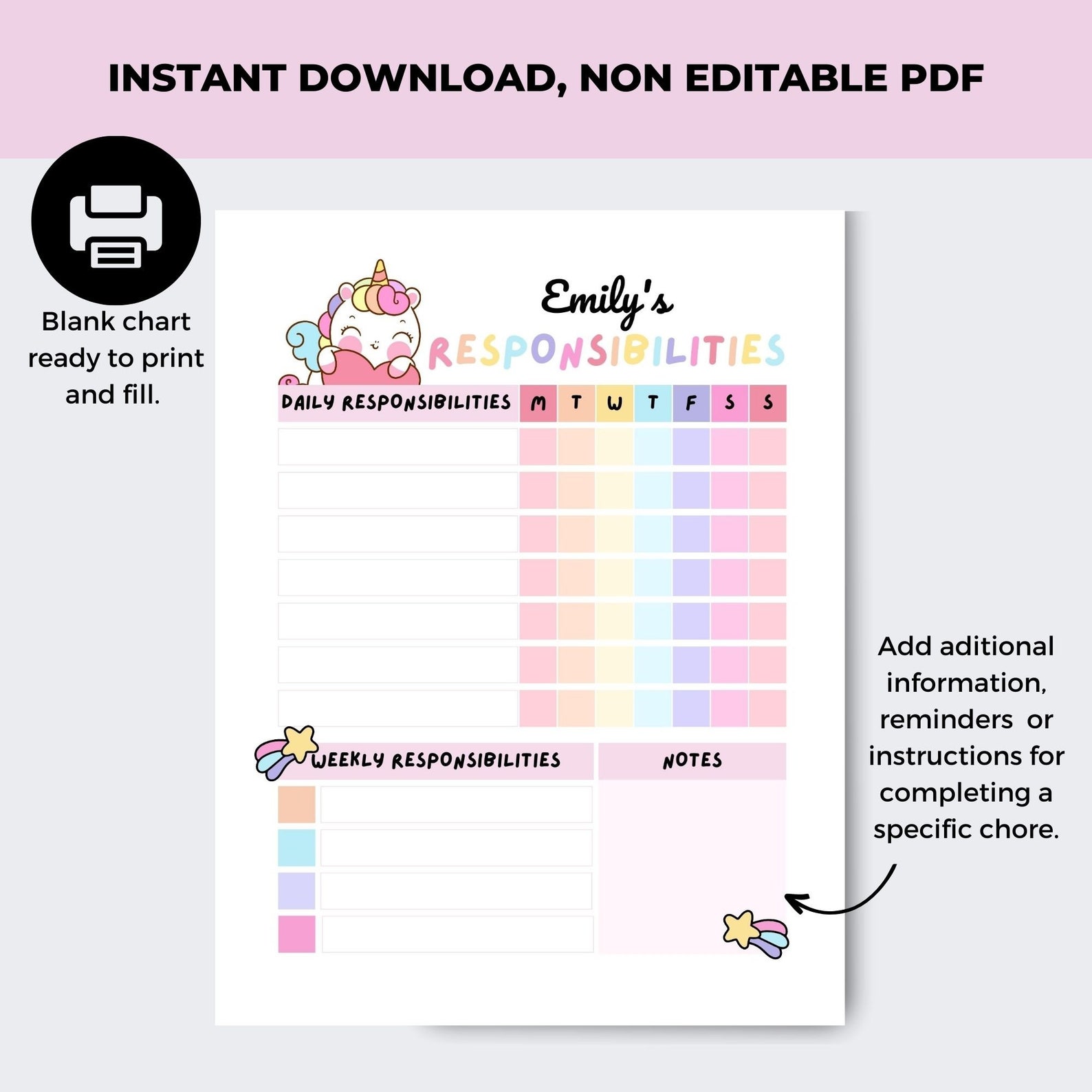 Chore Chart for Kids Printable Kids Routine Chart Kids Routine Chart ...