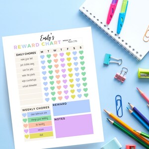 Reward Chart Editable Chore Chart Behavior Chart Chores Chart for Kids ...