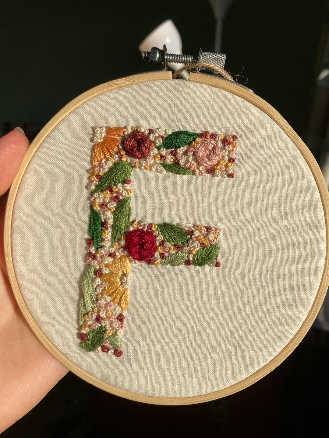 Customised Embroidery Hoop Letter Personalised Embroidered - Etsy