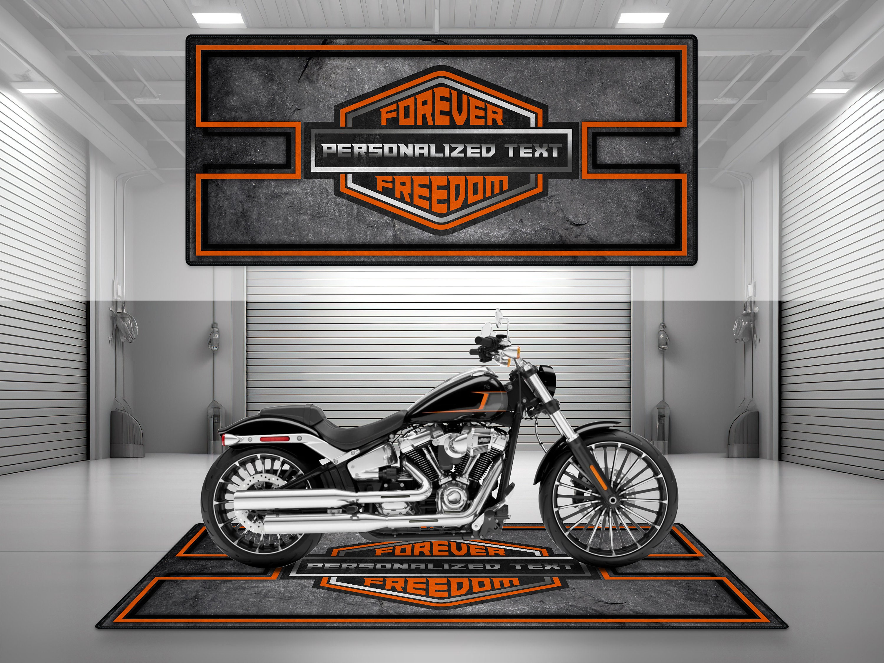 Garage Mat Design for Asphalt Forever the Power of Freedom Motorcycle ...