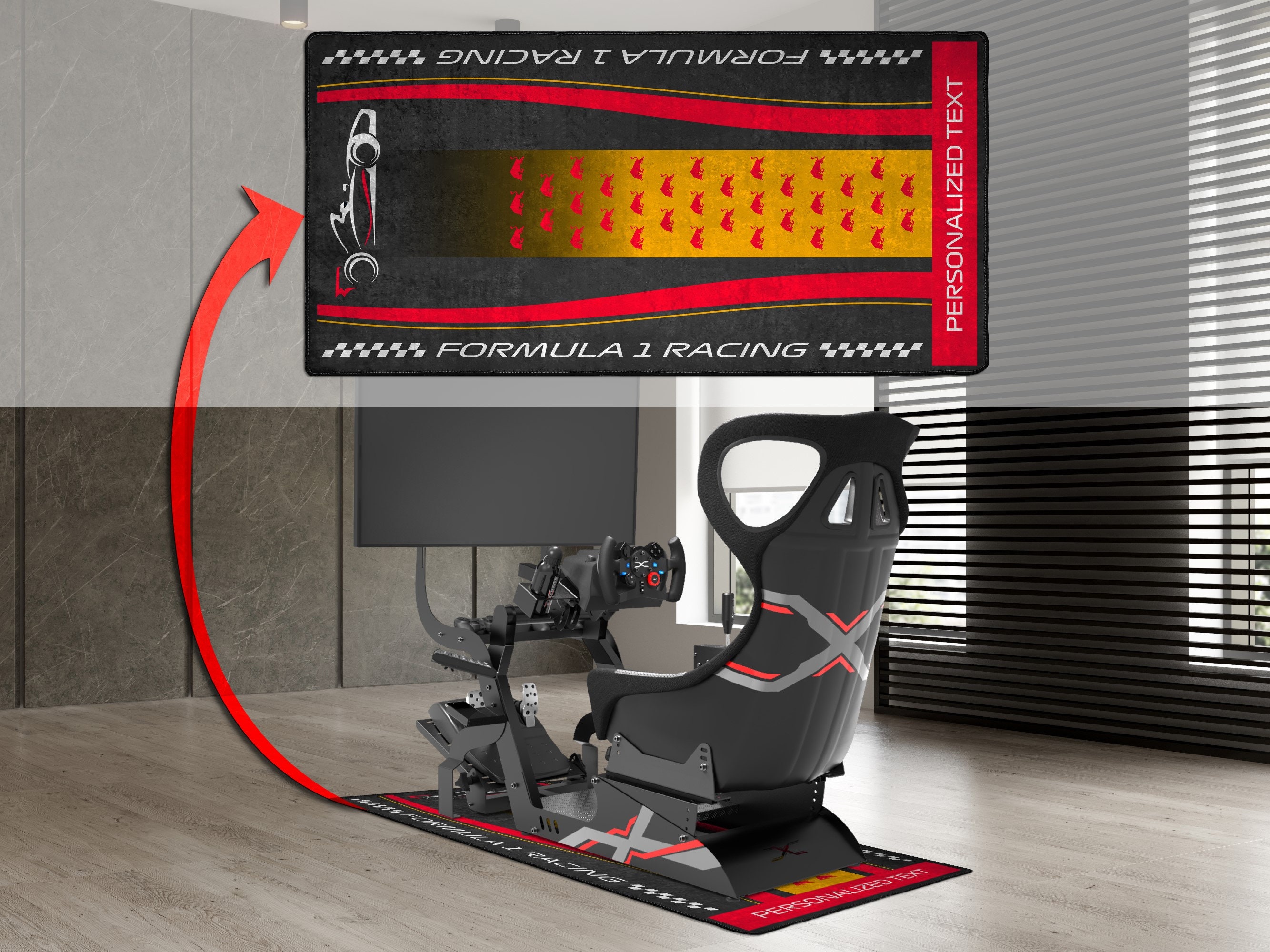 Racing F1 Simulators Rig's Rug Personalized Bottom Floor Mat Boy & Girl ...