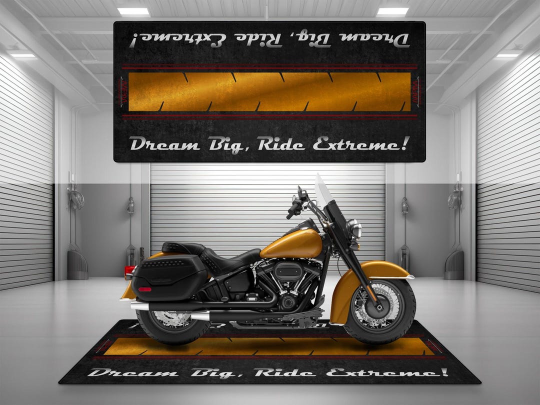 Garage Mat Design for Dream Big, Ride Extreme Motorcycle Mat ...