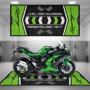 Garage Mat Racing "times Roll" Design for Ninja Green Motorcycle Mat ...