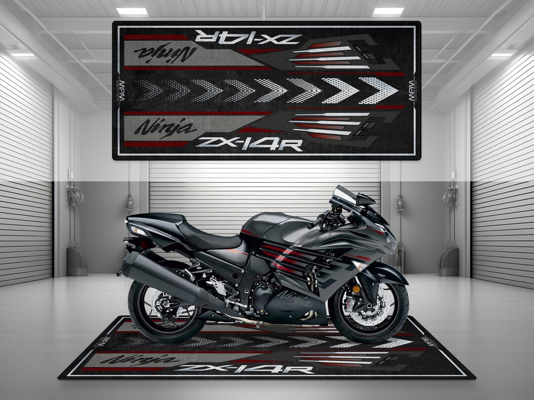 Garage Mat Design for Ninja ZX-14R Motorcycle Mat Personalized Display ...