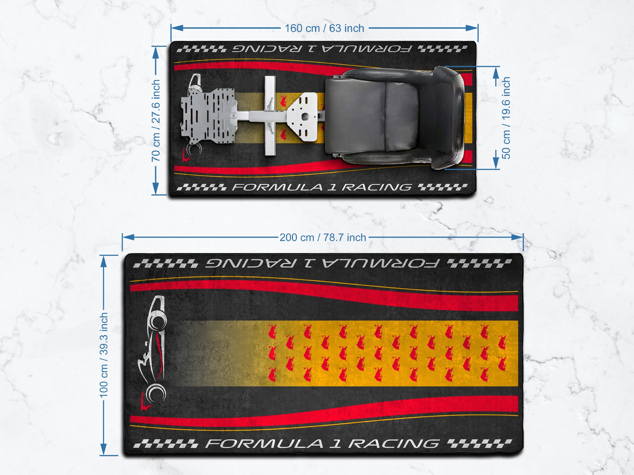 Racing F1 Simulators Rig's Rug Personalized Bottom Floor Mat Boy & Girl ...