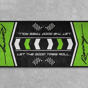 Garage Mat Racing "times Roll" Design for Ninja Green Motorcycle Mat ...
