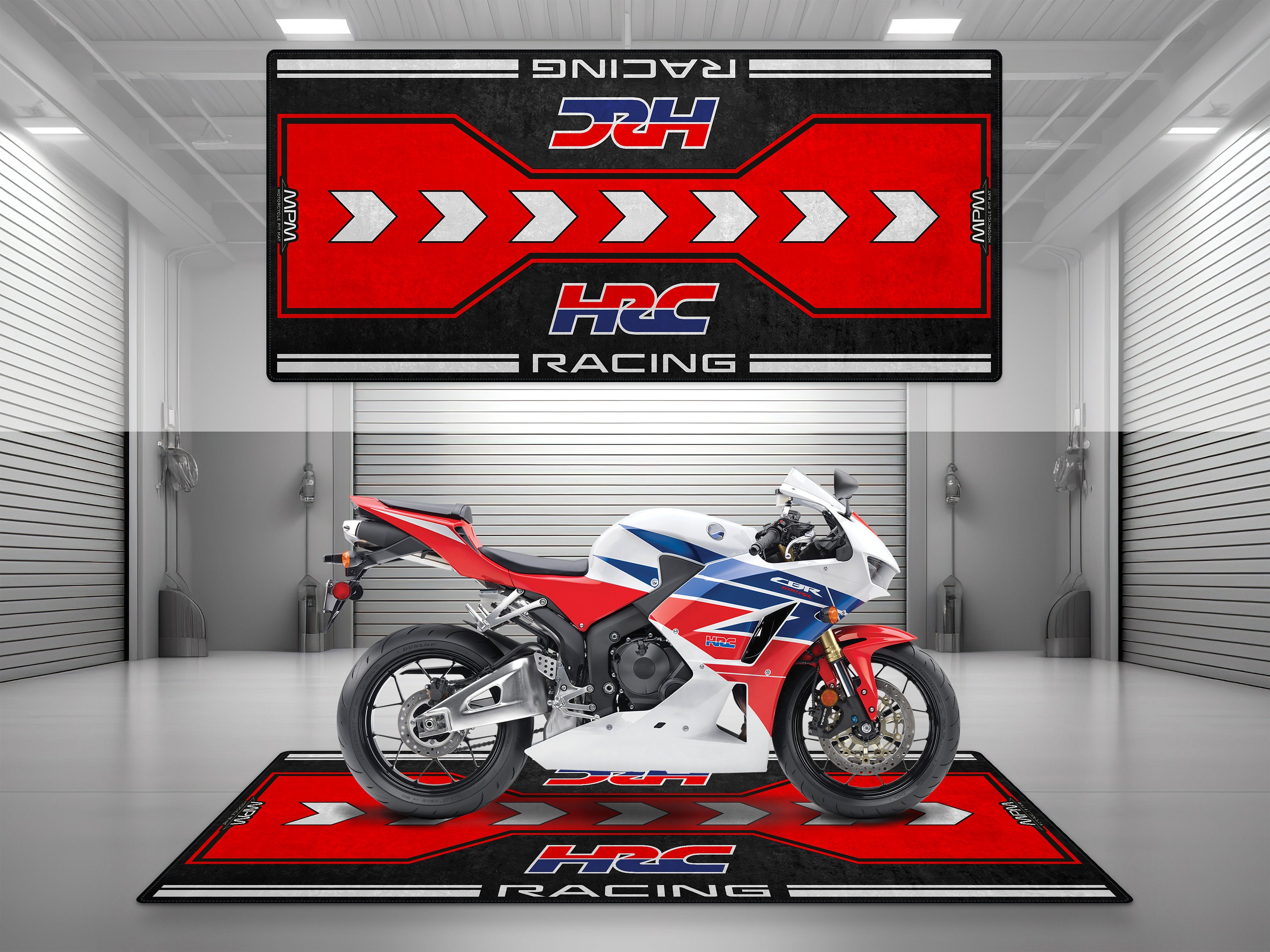 Garage Mat Design for HRC Motocross Motorcycle Mat Personalized Display ...
