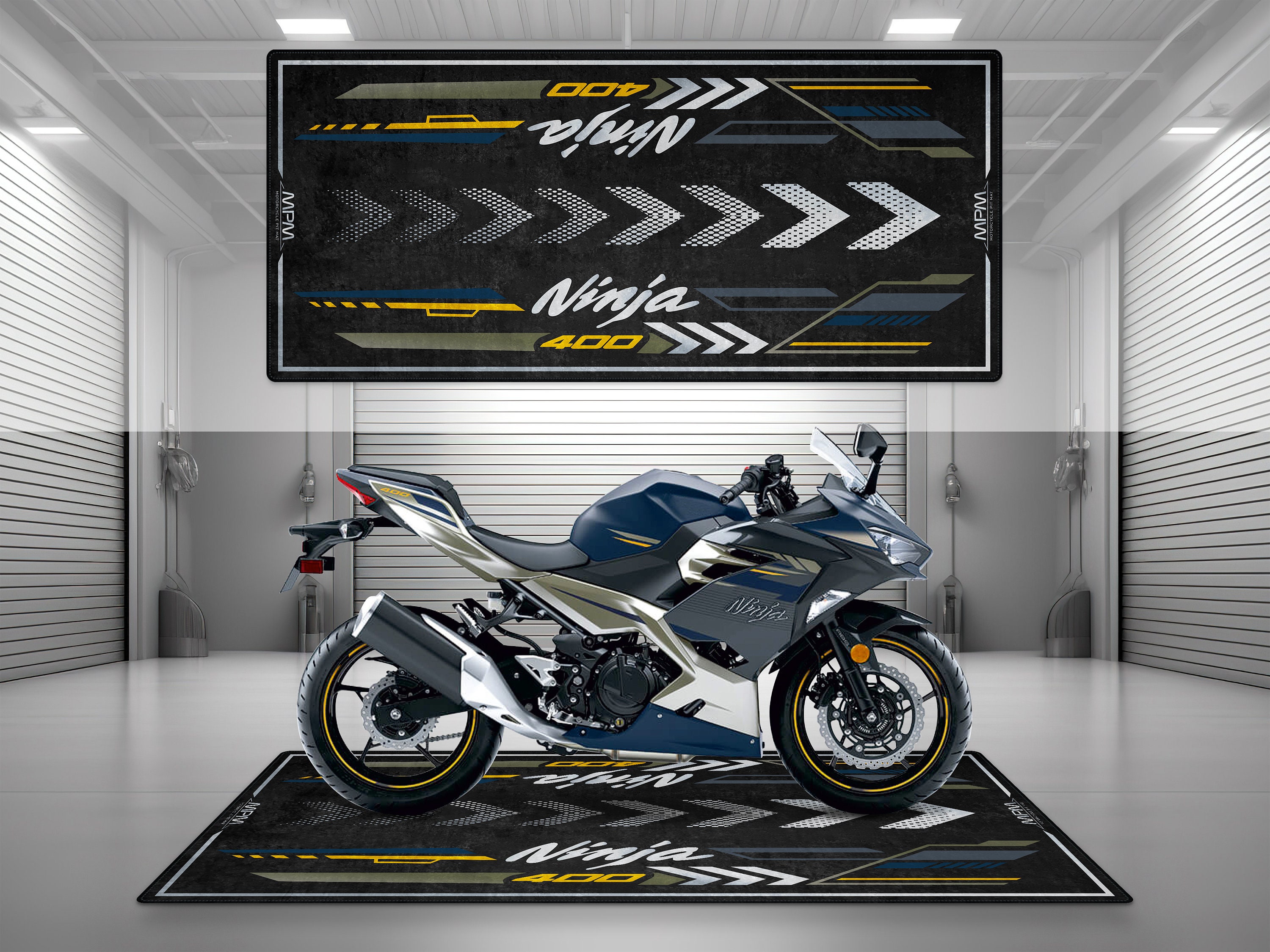 Garage Mat Design for Ninja 400 Motorcycle Mat Personalized Display ...