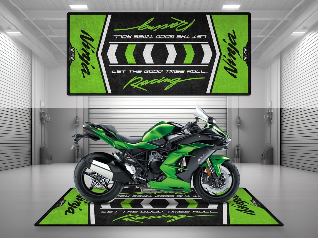 Garage Mat Ninja "times Roll" Design for Ninja Green Motorcycle Mat ...
