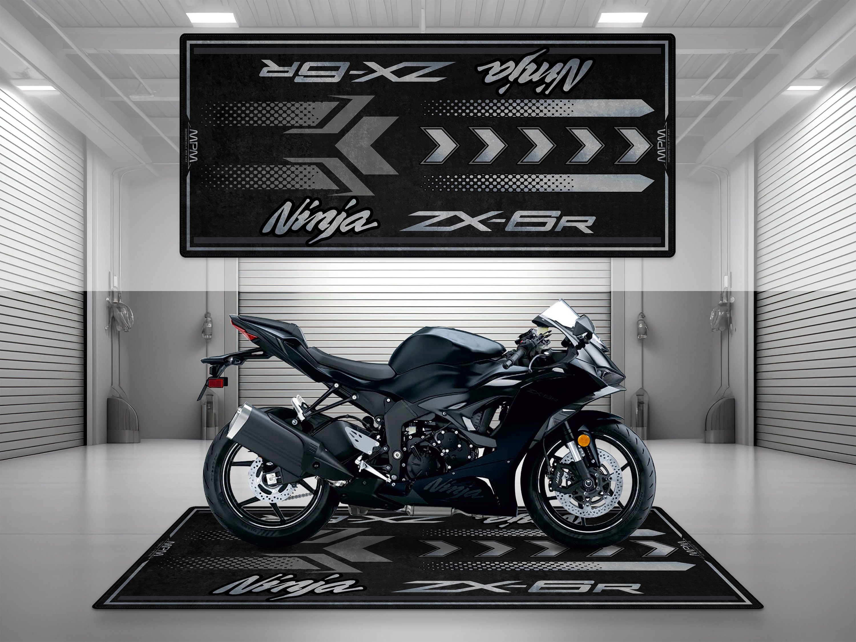 Garage Mat Design for Ninja ZX-6R Motorcycle Mat Personalized Display ...
