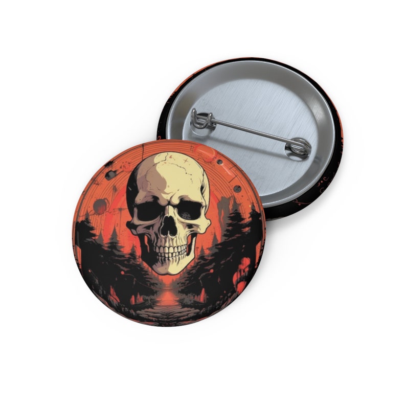 Red and Black Skull Pin Button - Etsy