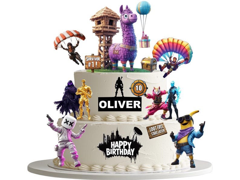 Printable Fort Battle Royale Birthday Cake Cupcake Topper Set - Gamer ...