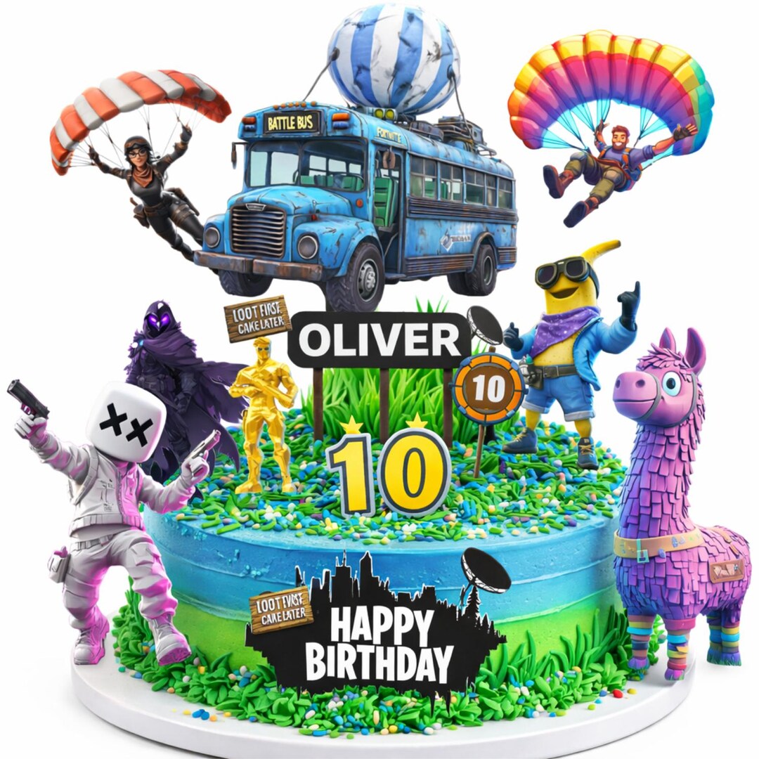 Printable Fort Battle Royale Birthday Cake Cupcake Topper Set - Gamer ...