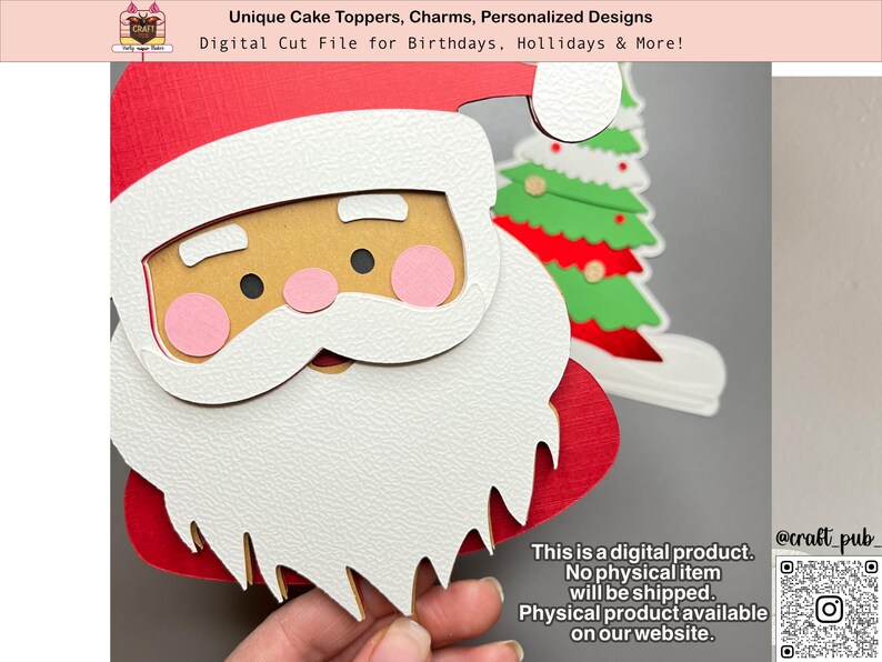 Santa Claus Cake Topper SVG Santa Claus SVG Party Decoration Christmas ...