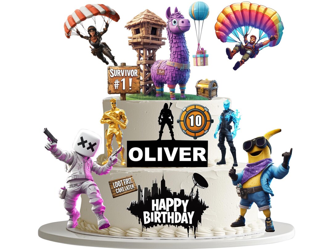 Printable Fort Battle Royale Birthday Cake Cupcake Topper Set - Gamer ...
