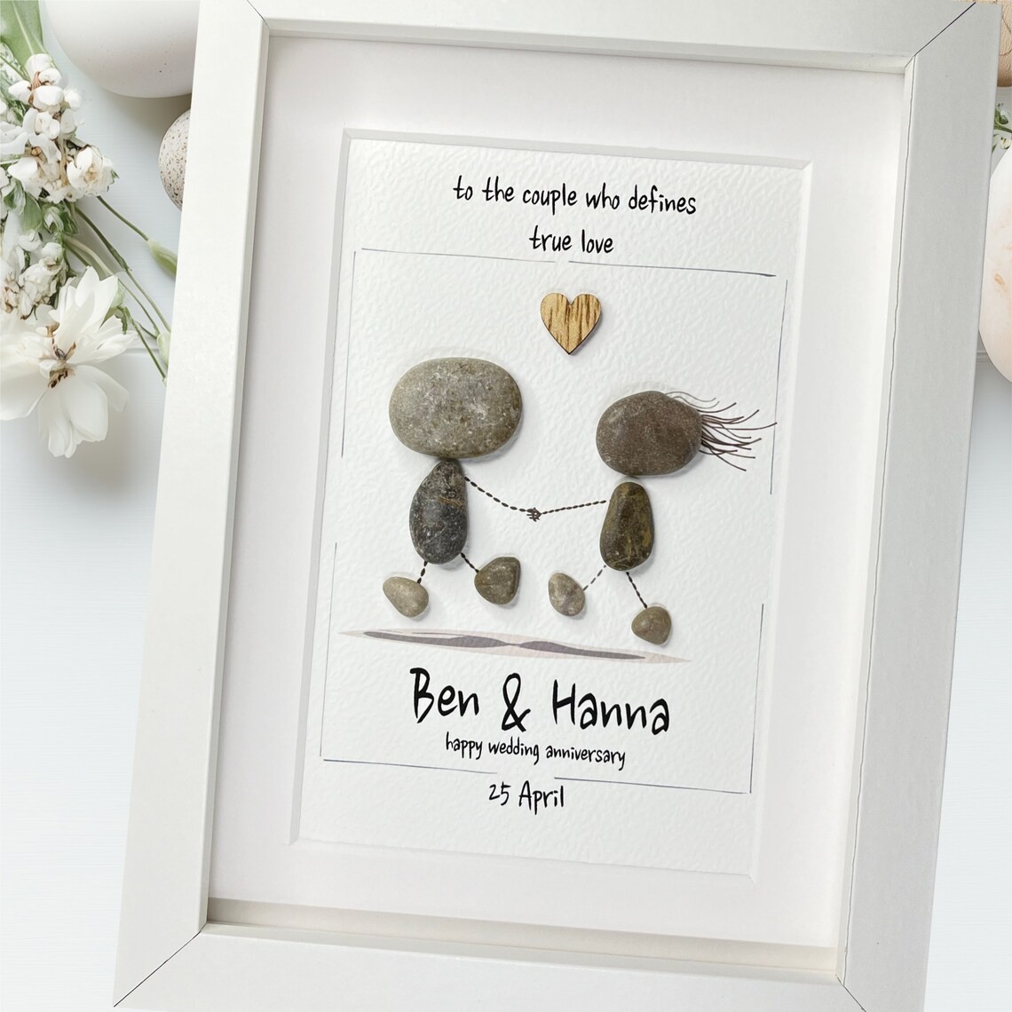 Personalized Wedding Anniversary Pebble Art Unique Customizable Gift ...