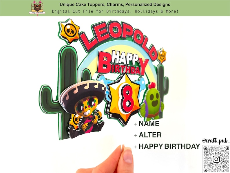 Brawl Stars Cake Topper, Personalized Cake Decoration, Brawl Stars Game ...