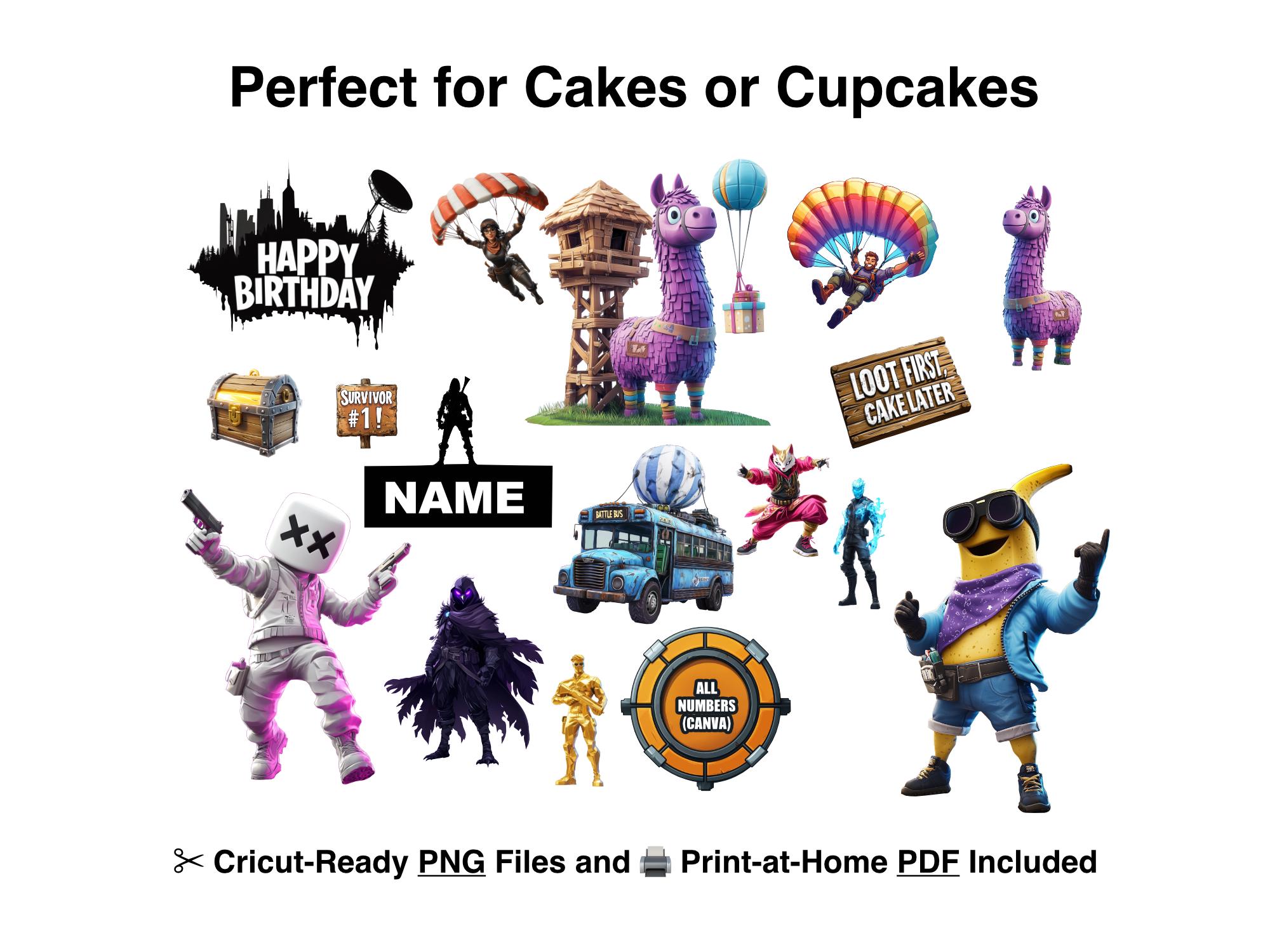 Printable Fort Battle Royale Birthday Cake Cupcake Topper Set - Gamer ...