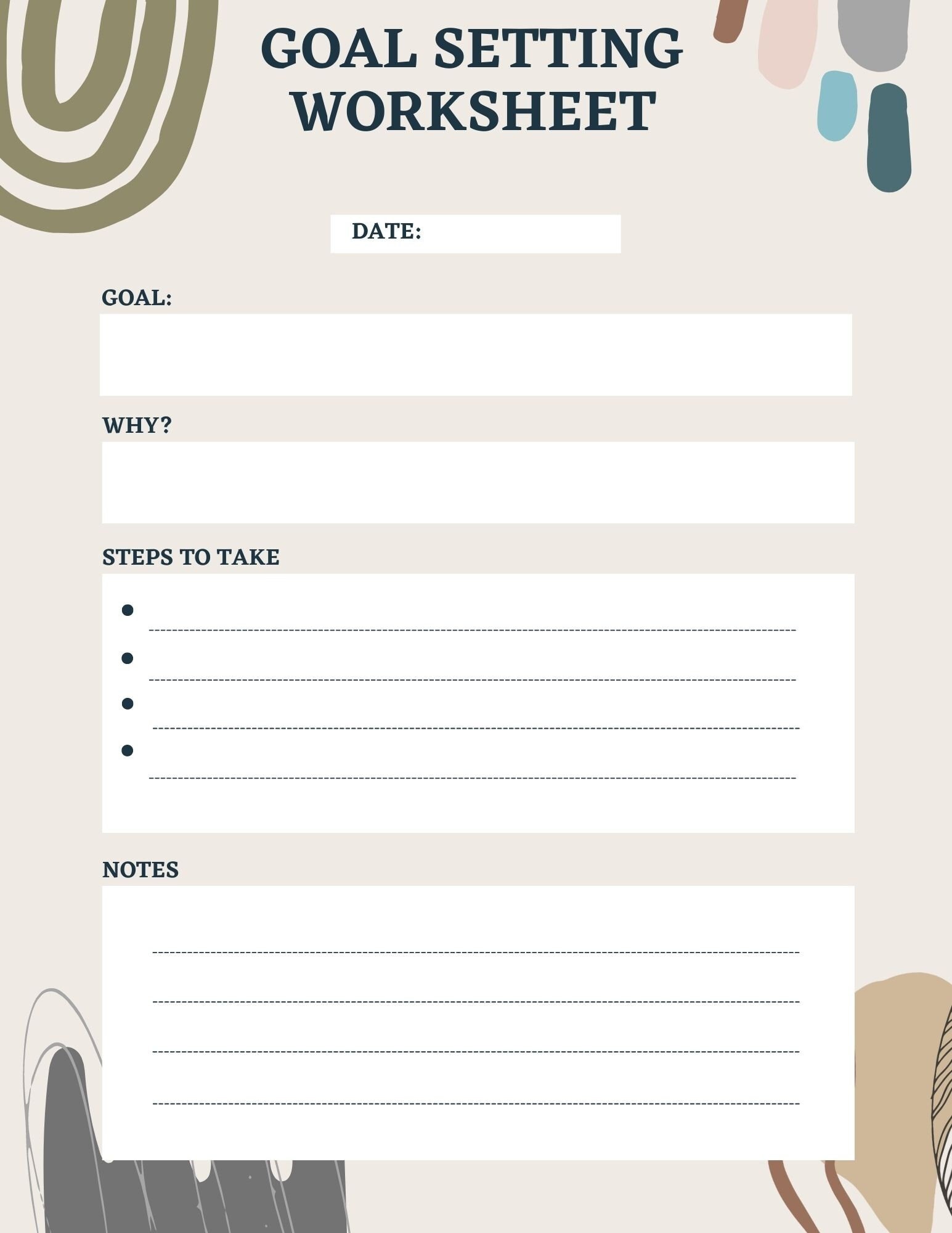 Decorative Goal Setting Work Sheet - Etsy