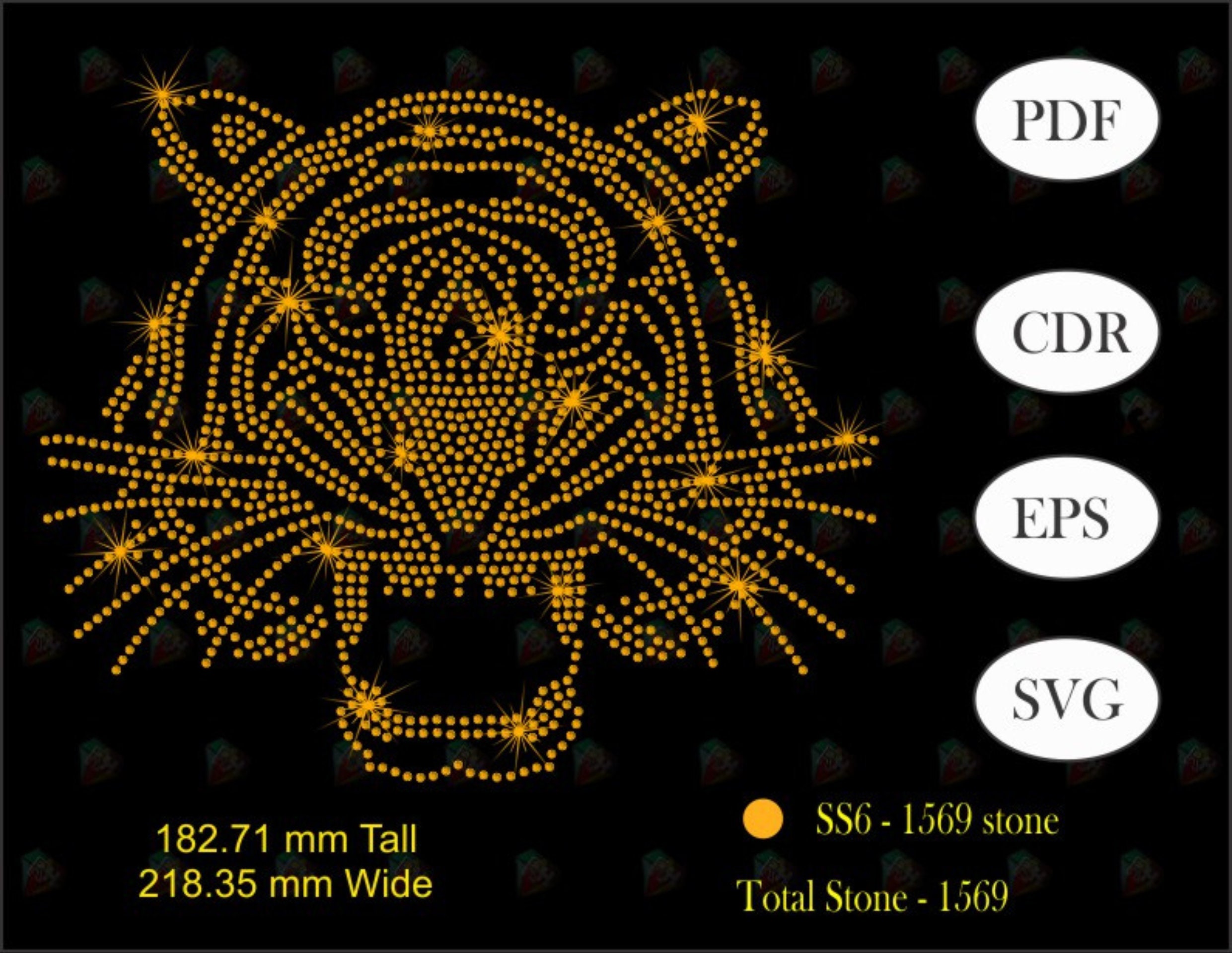 Rhinestone Tiger Design Template Iron on Transfer Digital - Etsy
