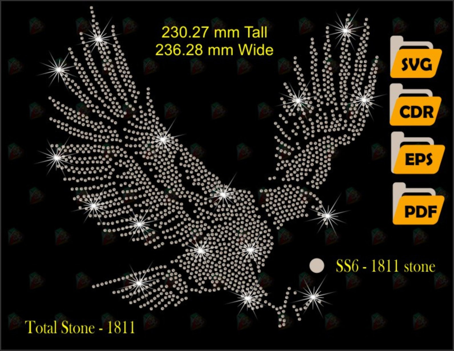 Rhinestone Eagle Design Template Iron On Transfer Digital Download