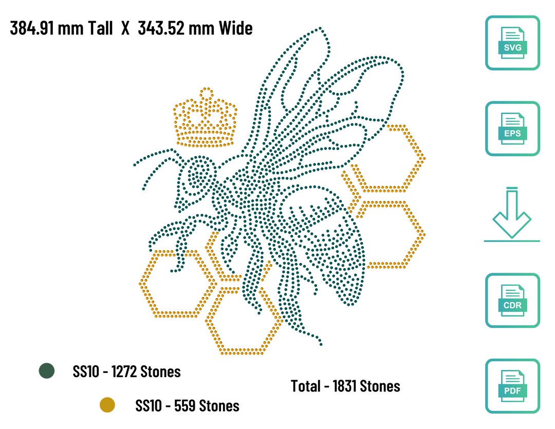 Rhinestone Honey Bee Design Template Iron on Transfer Digital Download ...