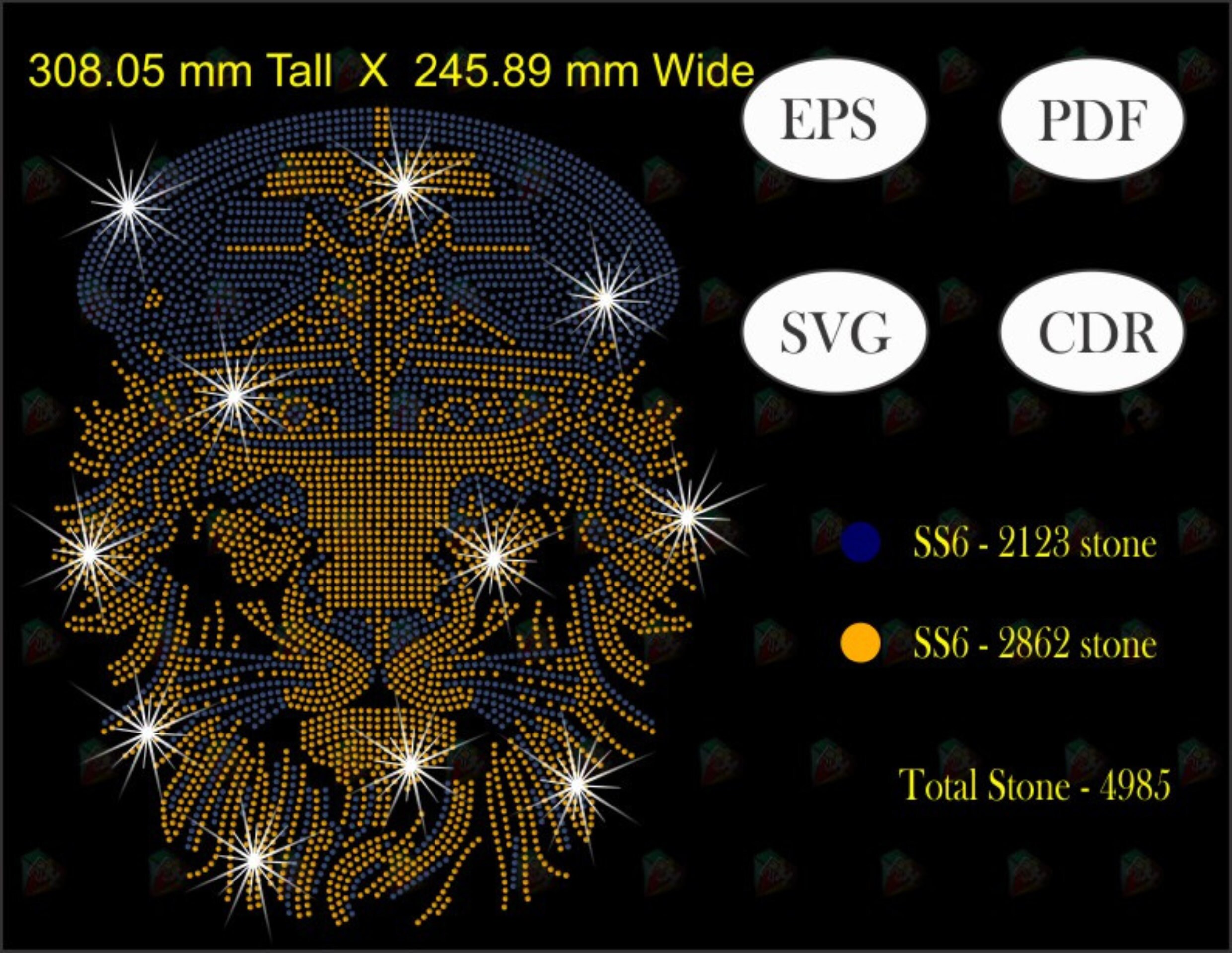 Rhinestone Lion Design Template Iron on Transfer Digital Download ...