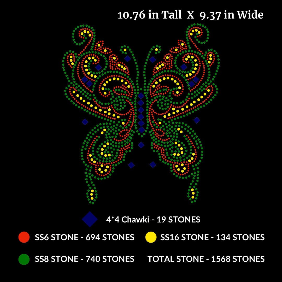 Butterfly Rhinestone Template DIY Iron-on Transfer With SVG Cut Files ...