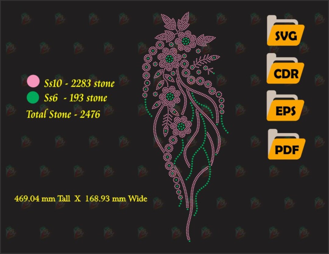 Rhinestone Floral Design Templates Iron on Transfer Digital Download ...