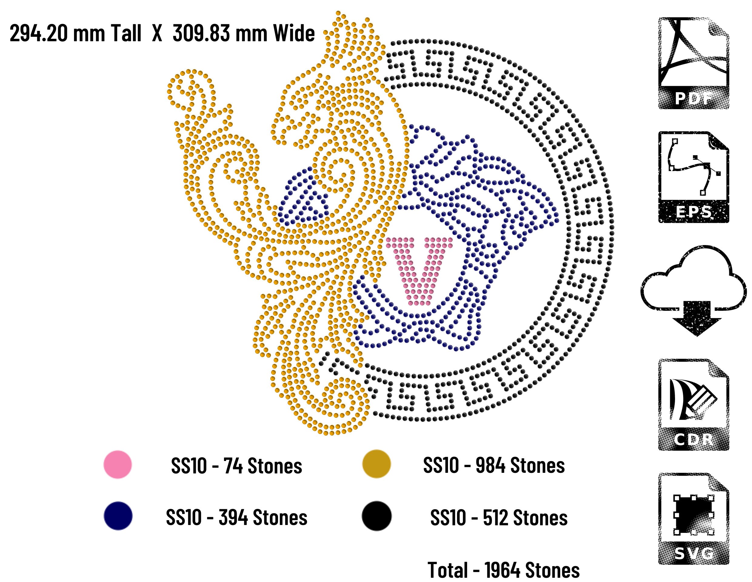 Rhinestone Versace Logo Design Template Iron on Transfer - Etsy